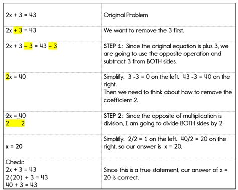 Algebra Equations Two Step Equations
