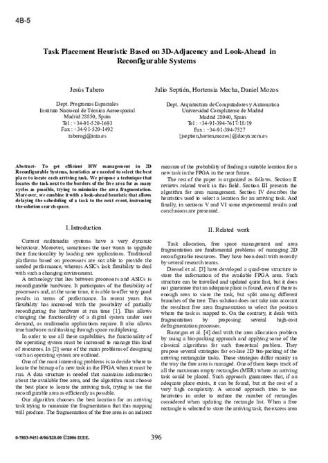 Pdf Task Placement Heuristic Based On 3d Adjacency And Look Ahead In