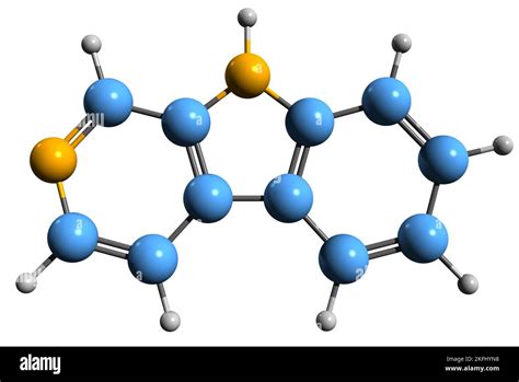 D image de la formule squelettique de la carboline structure chimique moléculaire de l