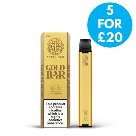20mg 2 Gold Bar Disposable Vape 5 For £20 Free 24hr Delivery