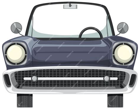 Premium Vector Classic Grey Car In Cartoon Style