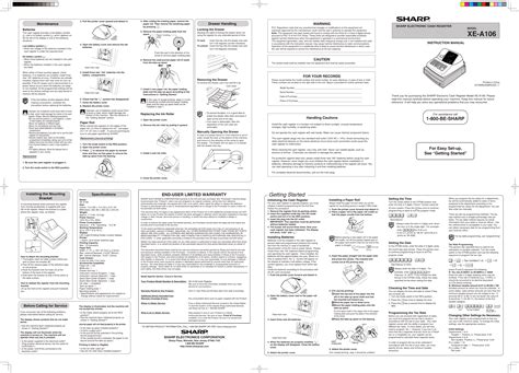 Sharp Xe A106 Owners Manual