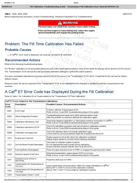 Fill Calibration Troubleshooting Guide Transmission Fill Calibration
