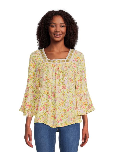 The Pioneer Woman Square Neck Flutter Sleeve Blouse