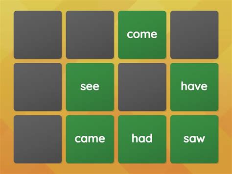Past Forms Irregular Matching Pairs