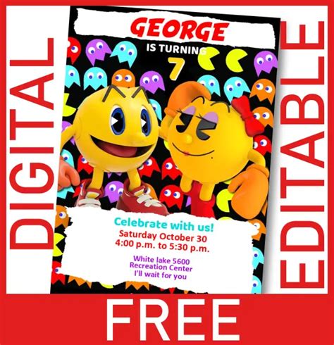 Free Pacman Invitation Editable And Customizable Whatsapp Imessage