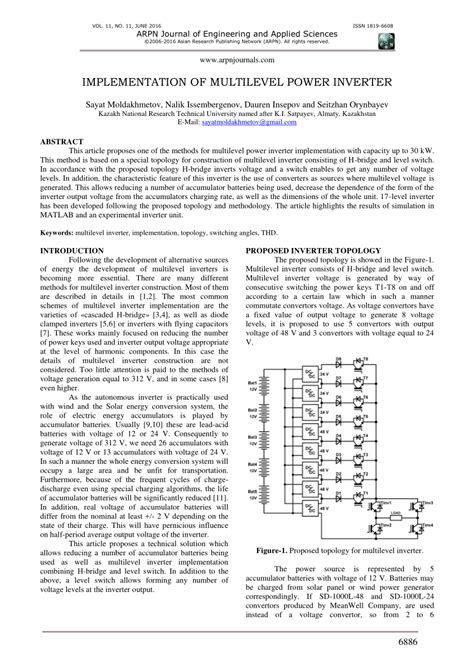 Pdf Implementation Of Multilevel Power Inverter