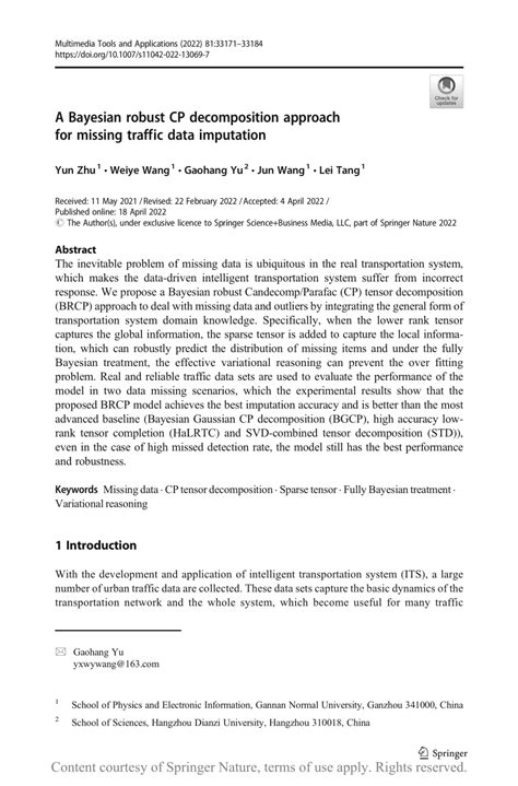 A Bayesian Robust Cp Decomposition Approach For Missing Traffic Data Imputation