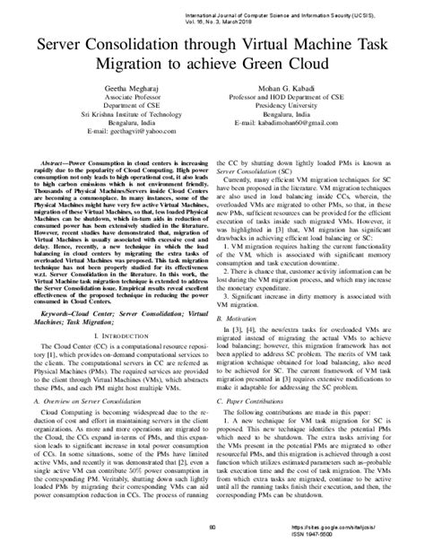 Pdf Server Consolidation Through Virtual Machine Task Migration To Achieve Green Cloud