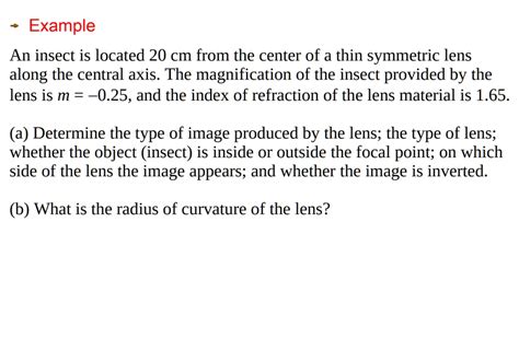 Solved Example An Insect Is Located 20 Cm From The Center Of A Thin