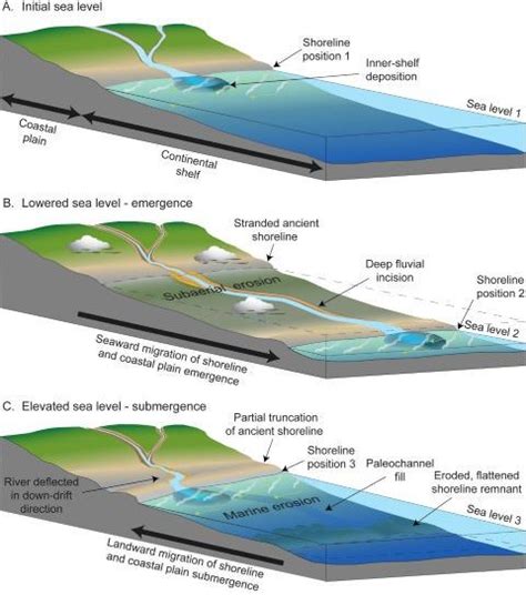 Coastlines Of Emergence Submergence Marine Landforms Continental Shelf