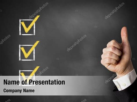 Checkbox Thumbs Advertisement List Chalkboard Powerpoint Template Checkbox Thumbs