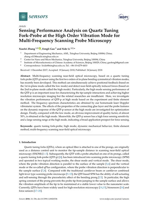 Pdf Sensing Performance Analysis On Quartz Tuning Fork Probe At The