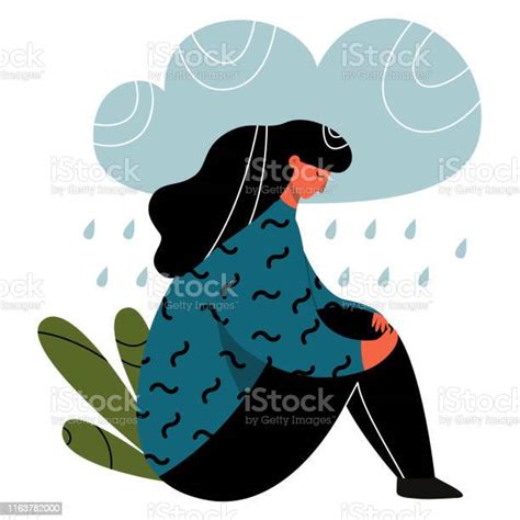 우울한 소녀 슬픔에 외로운 여자 여자에 대한 스톡 벡터 아트 및 기타 이미지 여자 우울함 불안 Istock
