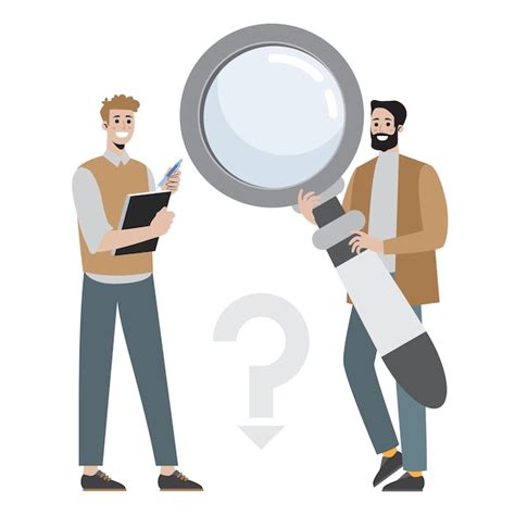 Premium Vector Guys Search By Magnifying Glass Work Together