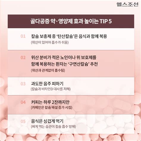 카드뉴스 골다공증약 이것 같이 먹으면 효과 못봅니다 당신의 건강가이드 헬스조선