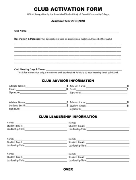 Fillable Online Club Activation Form Fax Email Print Pdffiller