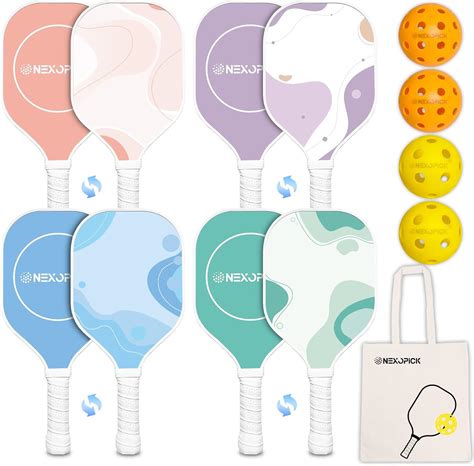 Nexopick Pickleball Paddles Set Of 4 Cute Pickle Ball Set Premium