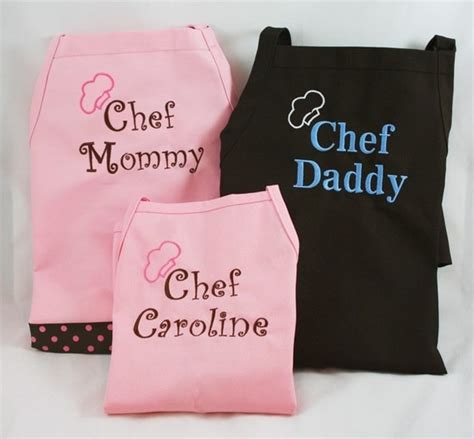 Personalized Mom Dad And Daughter Apron Set By Shopmemento On Etsy
