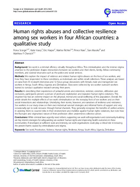 Pdf Human Rights Abuses And Collective Resilience Among Sex Workers