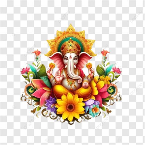 화려한 꽃으로 장식된 가네샤 동상 화려한 꽃으로 장식된 가네샤 동상 가네샤 경의 동상 주위에 놓인 화려한 꽃 코끼리 Png 일러스트 및 이미지 에 대한 무료 다운로드