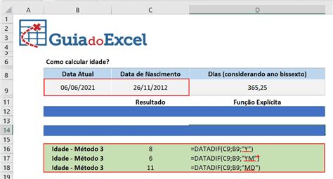 Como Calcular Idade No Excel