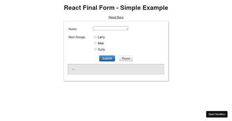 React Final Form Simple Example Forked Codesandbox