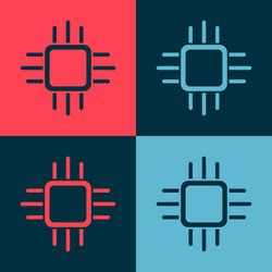 Pop Art Computer Processor With Microcircuits Cpu Vector Image
