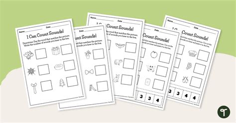 I Can Count Sounds Phoneme Segmentation Worksheets Teach Starter