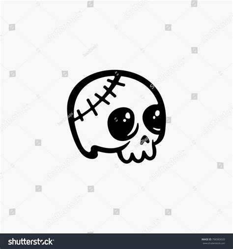 Cute Skull Vector Isolated On White Stock Vector Royalty Free