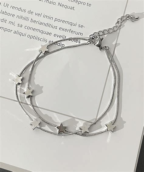 당일출고써지컬 Y2k Star 별 레이어드 써지컬스틸 팔찌 우정팔찌 에이블리