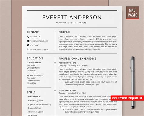 For Mac Pages Professional CV Template For Mac Pages Cover Letter