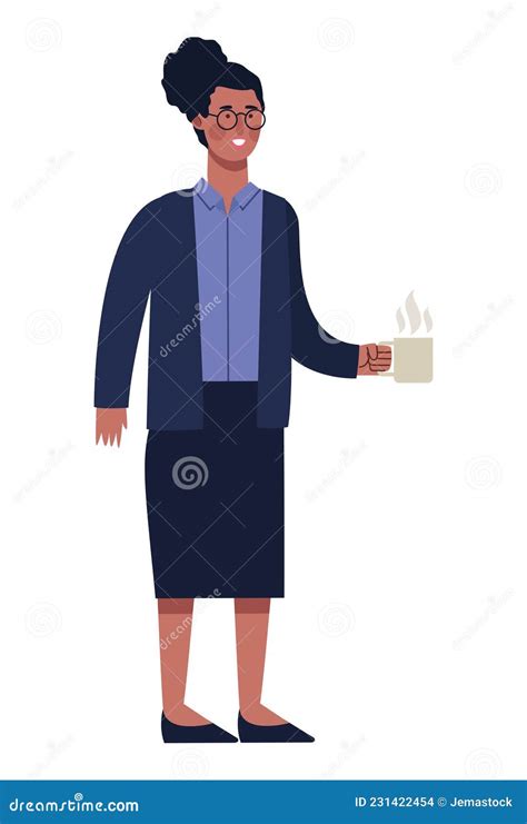 Afro Woman Drinking Coffee Stock Vector Illustration Of Woman 231422454