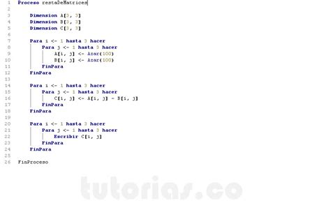 Arreglos Pseint Resta De Matrices