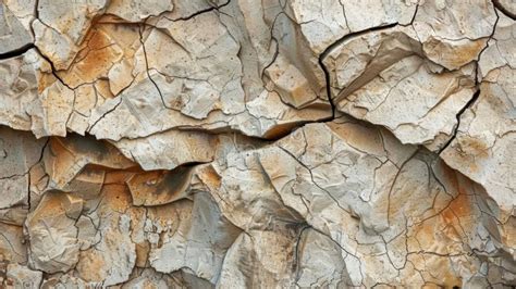 Rugged And Weathered With Deep Fissures And Cavities Resembling A
