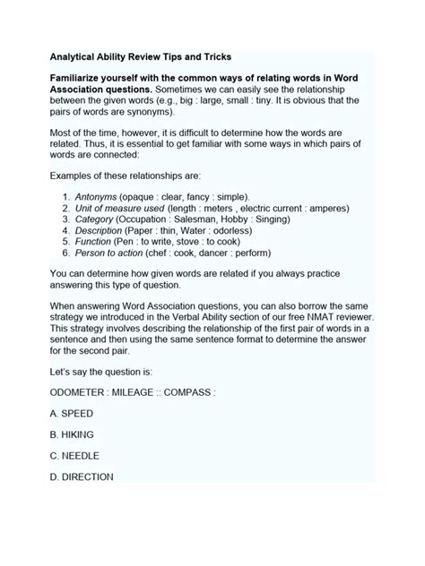 Analytical Ability Review Tips And Tricks Pdf Numbers Sequence