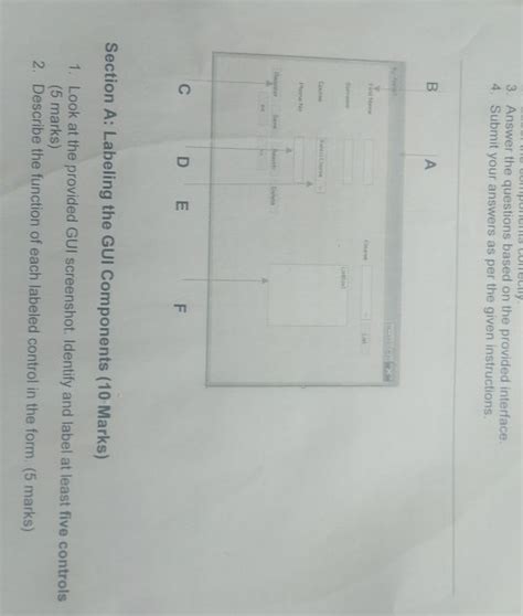Section A Labeling The GUI Components 10 StudyX
