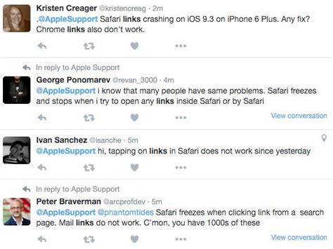 Web Links Crashing Safari Mail Chrome And Other Apps On IOS 9 3 Updated MacRumors