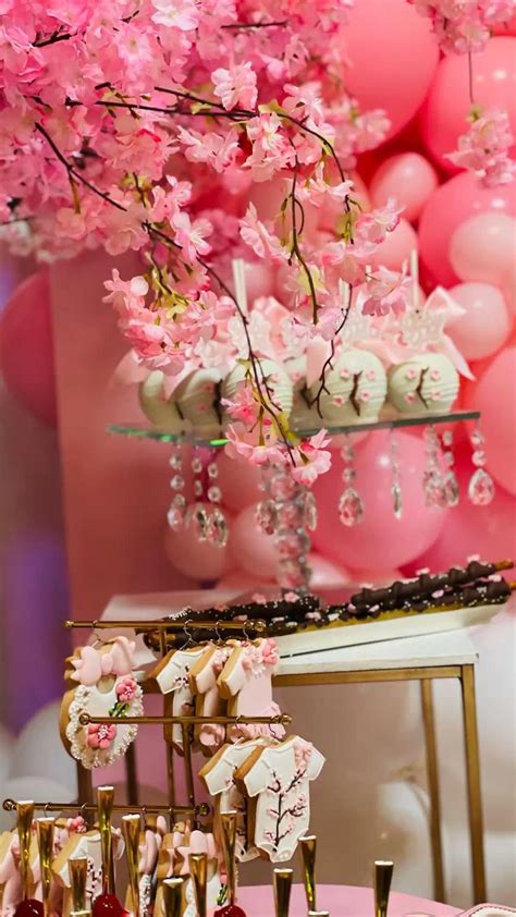 Cherry Blossom Baby Shower Dearsweeteventss Baby Shower Baby Shower Cookies Baby Girl