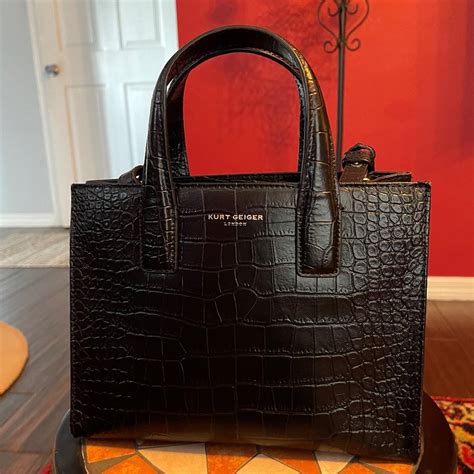 Kurt Geiger London Black Crocodile Embossed Leather H Gem