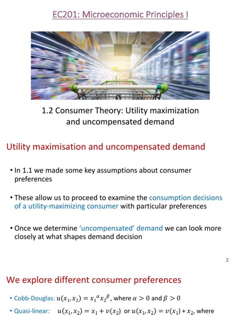 1 2 Utility Maximisation And Uncompensated Demand Pdf Demand Utility
