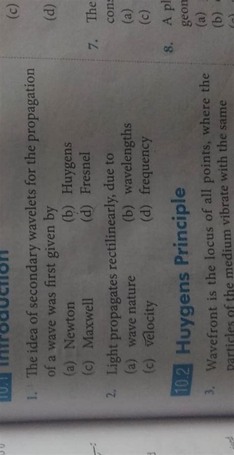 10 2 Huygens Principle 8 A Pl 3 Wavefront Is The Locus Of All Points W