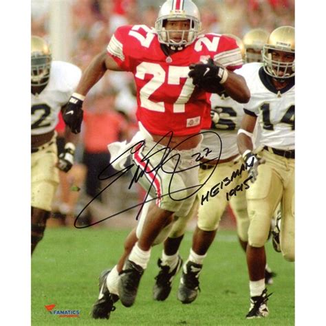 Eddie George Ohio State Buckeyes Autographed 8 X 10 Vertical Run Vs