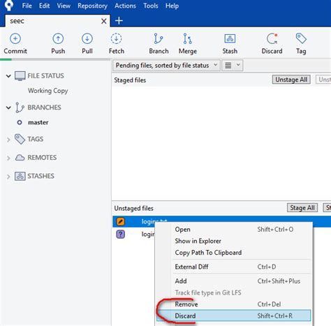 Git Atlassian Soucetree 2310 Difference Between Remove And Discard Stack Overflow