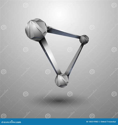 Polygonal 3d Abstract Structure Three Molecules Interconnected Stock Vector Illustration Of