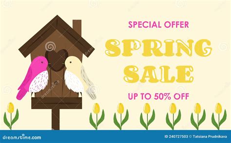 Banner Brillante De Venta De Primavera Ilustración Del Vector