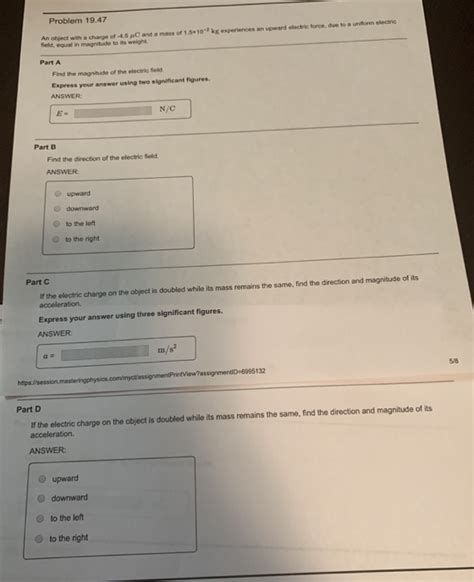 solved problem 19 47 an object with a charge of 4 5 c and a
