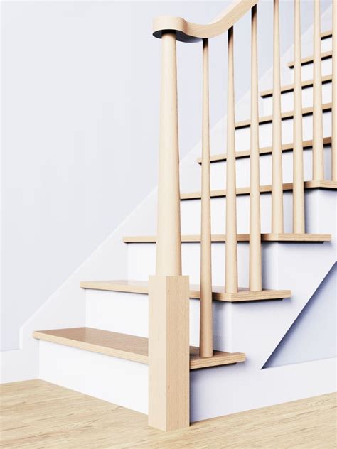 A Wooden Stair Case Next To A White Wall