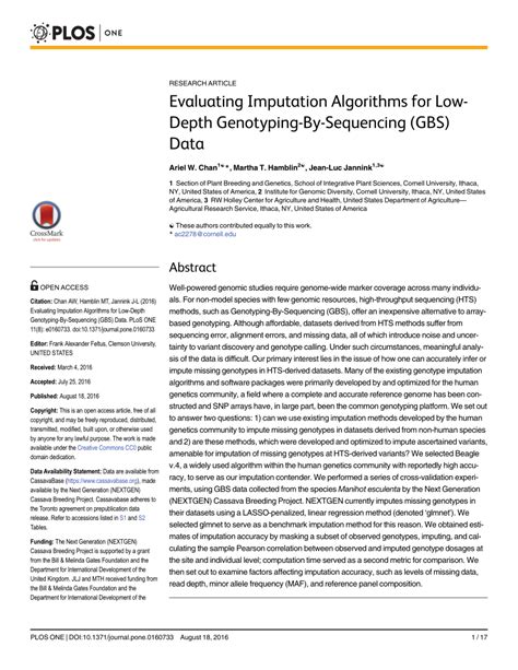 Pdf Evaluating Imputation Algorithms For Low Depth Genotyping By