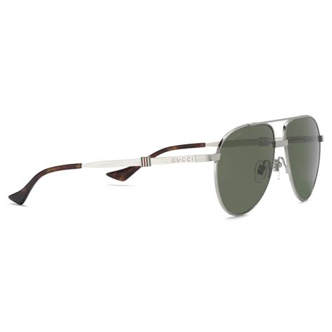 Gucci Navigator Sunglasses Silver Green Gucci Eyewear Avvenice
